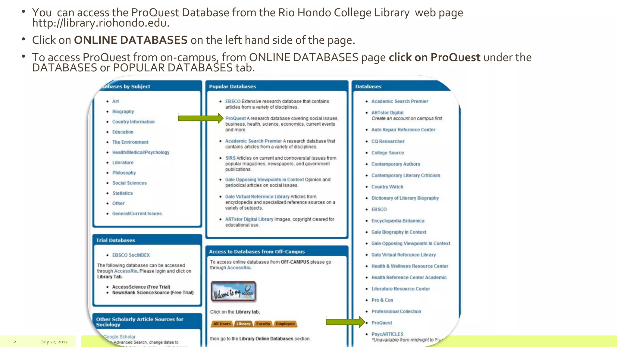 ProQuest’s database platform | PPT