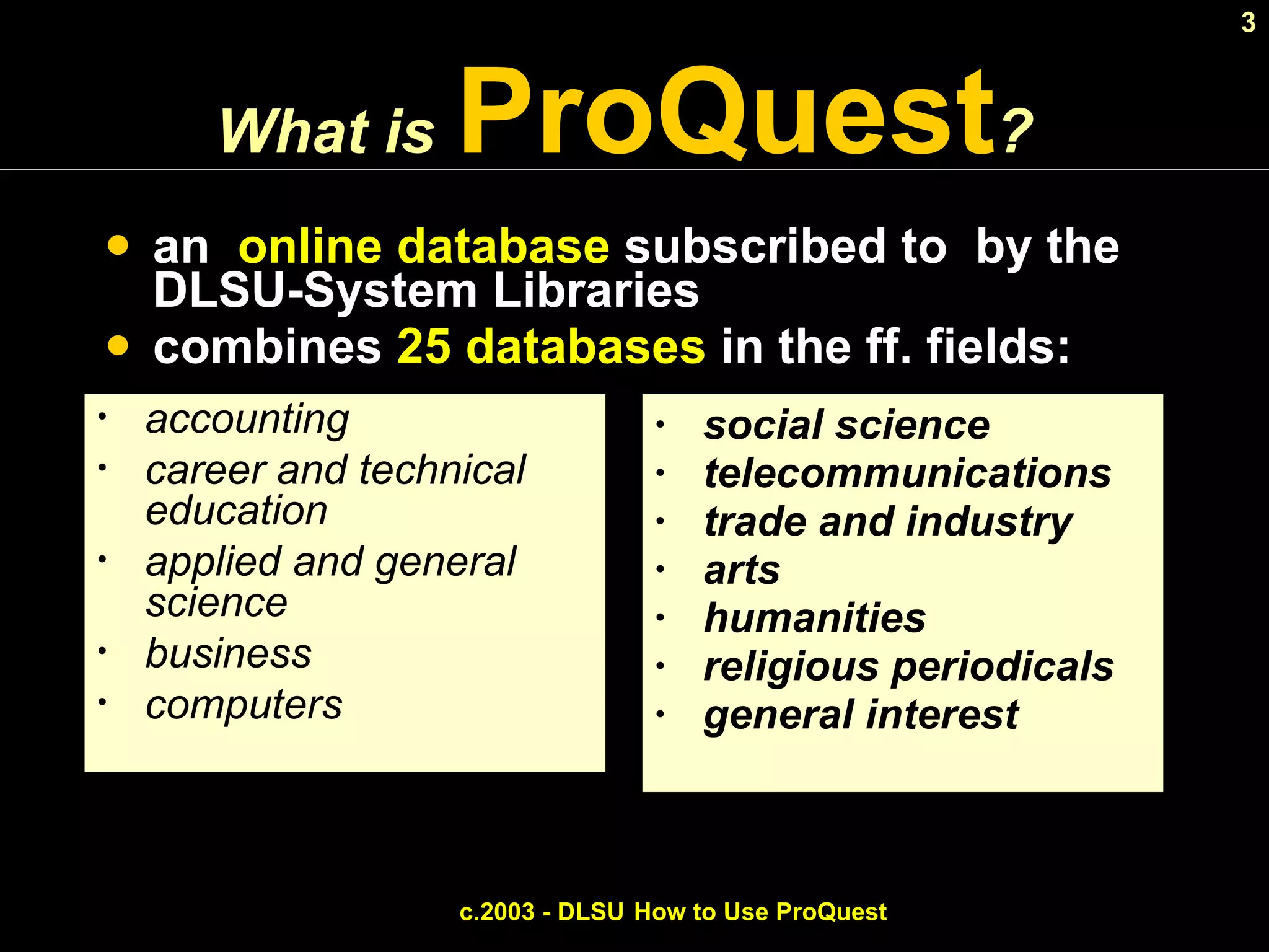 ProQuest Tutorial Revised | PPT