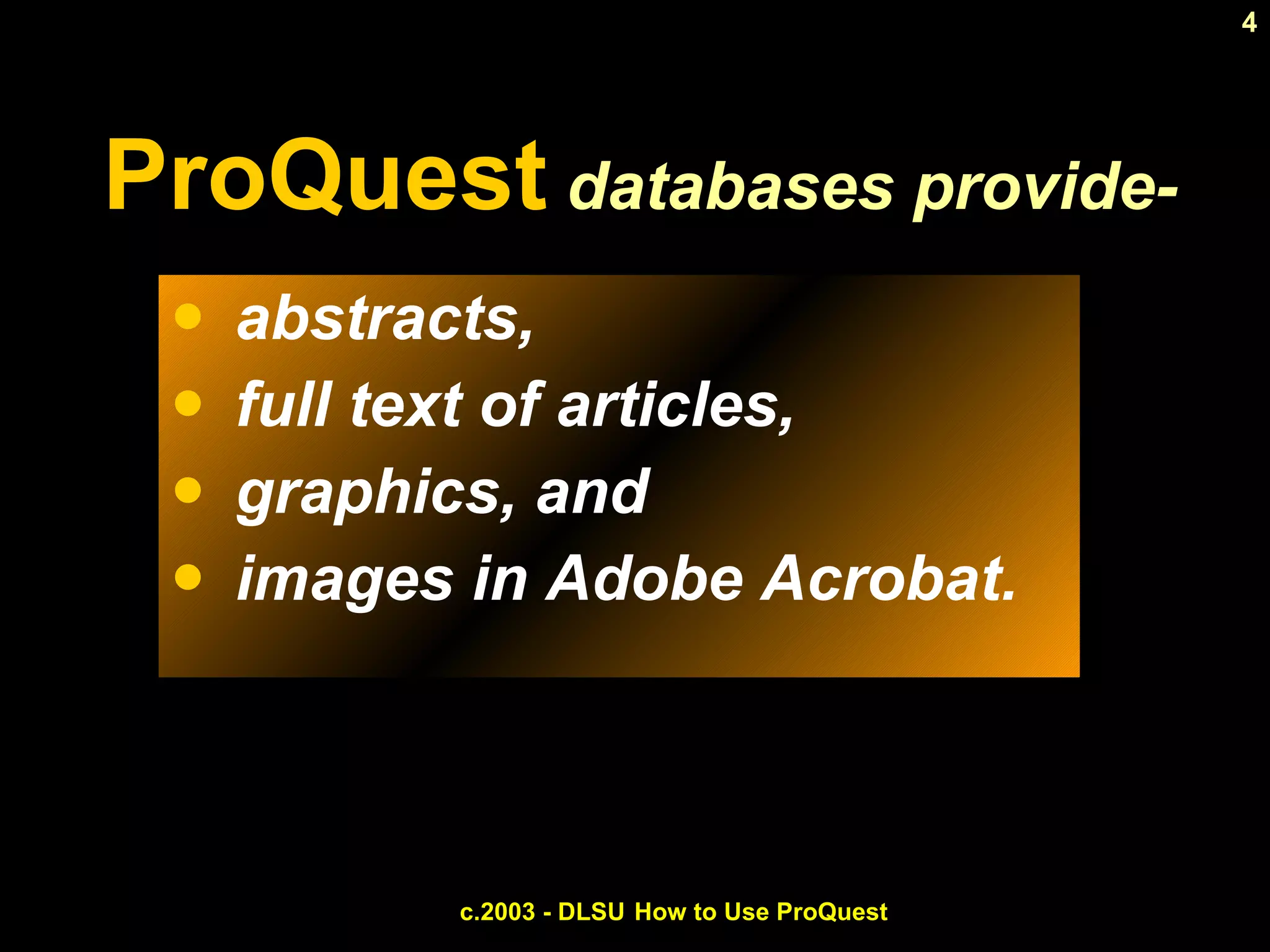 ProQuest Tutorial Revised | PPT