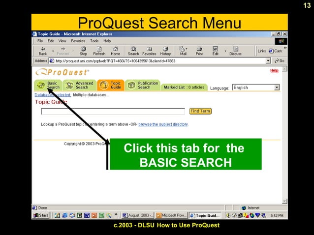 ProQuest Tutorial Revised | PPT
