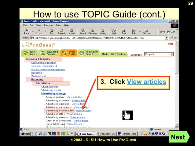 ProQuest Tutorial Revised | PPT