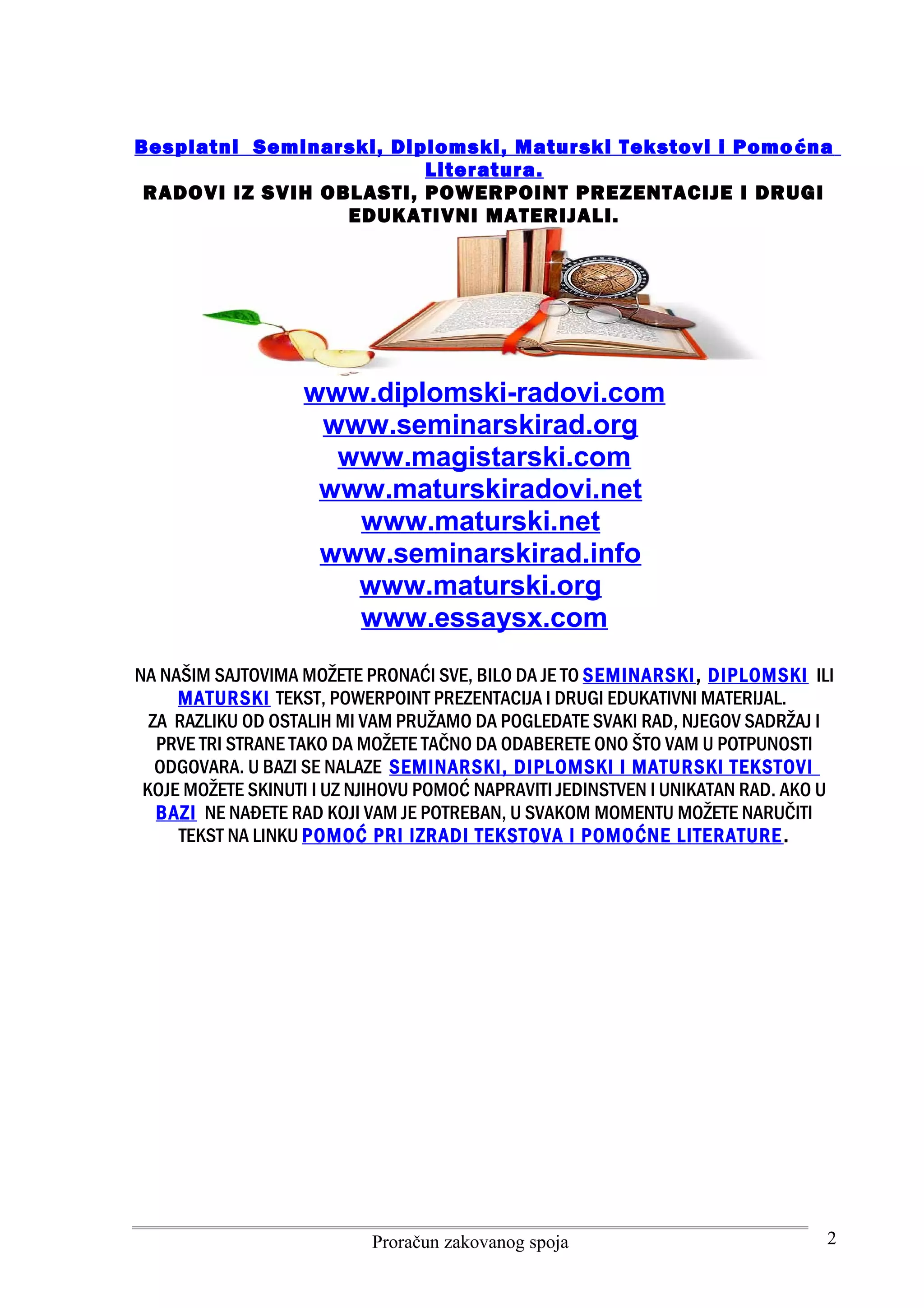 Proracun zakovanog spoja | DOC