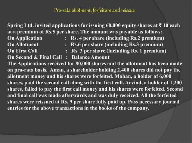 Pro Rata Allotment Problems with Solutions | PPTX | Stocks and Bonds ...