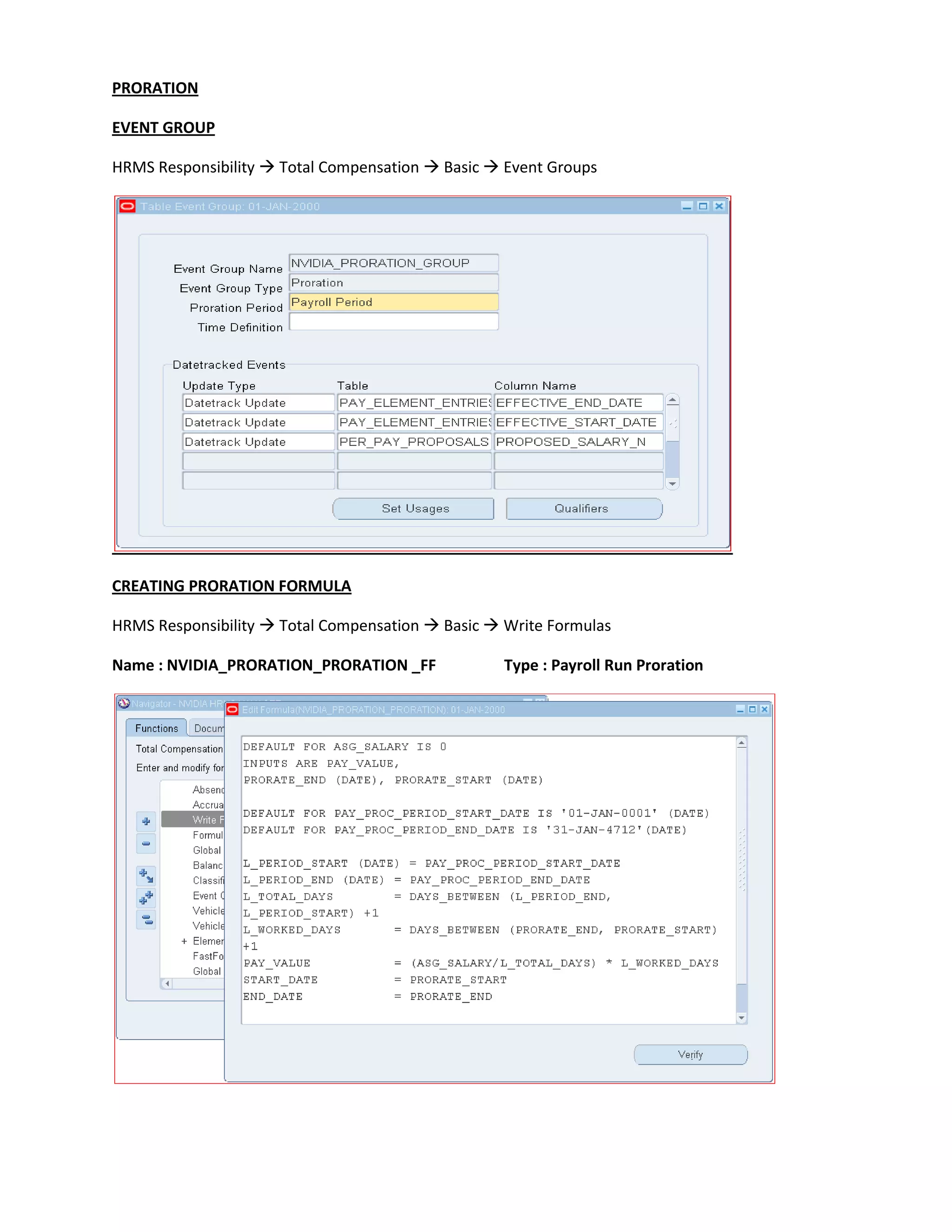 Oracle HRMS Proration | DOCX