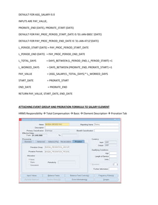 Oracle HRMS Proration | DOCX