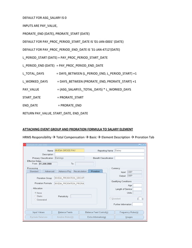 Oracle HRMS Proration | DOCX