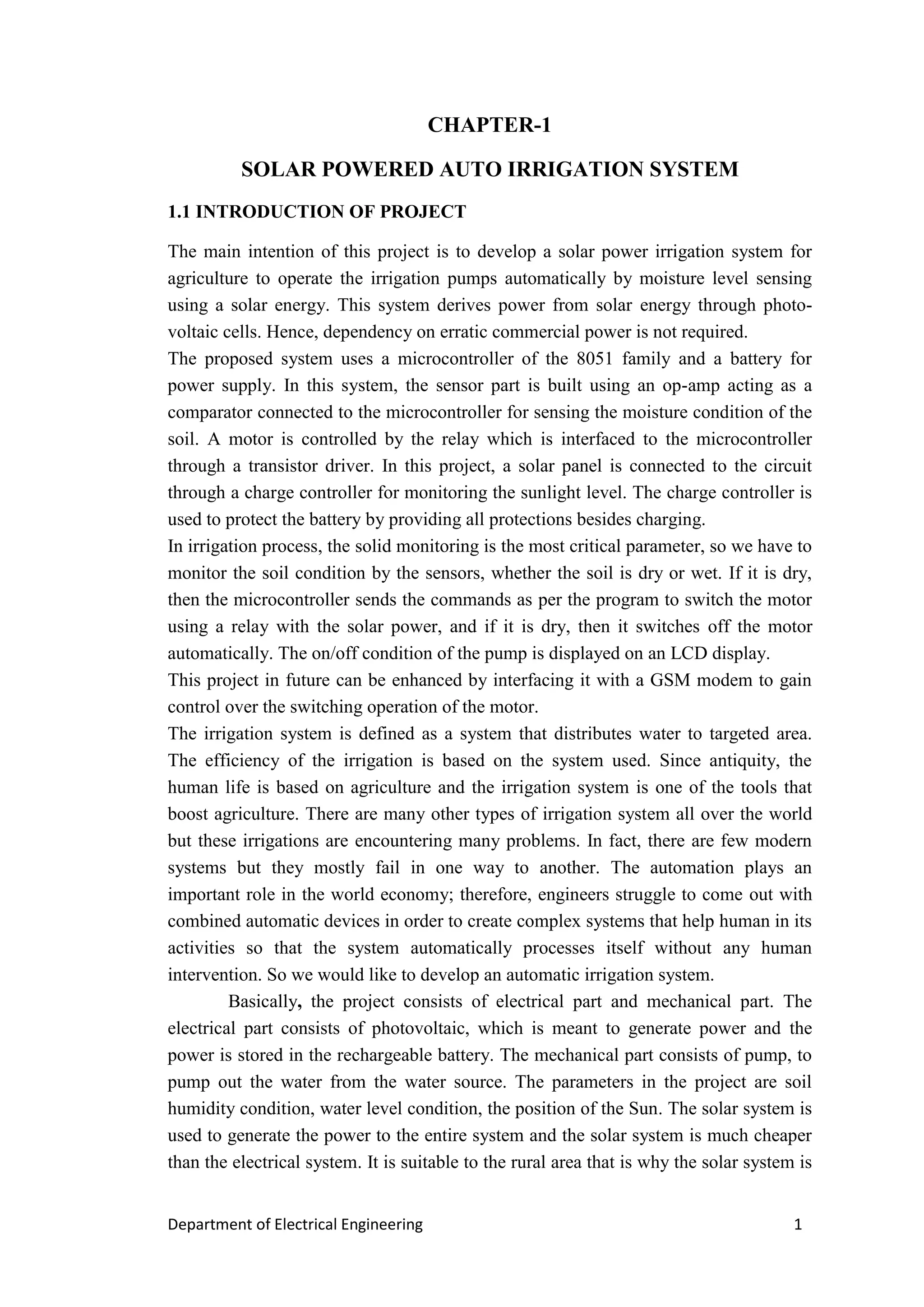 SOLAR POWER AUTO IRRIGATION SYSTEM | PDF