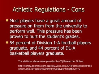 Pros And Cons Of Ncaa Regulations | PPT