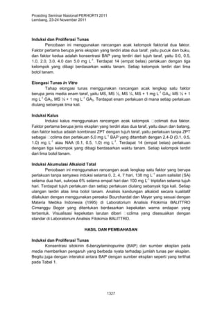 PERBANYAKAN IN VITRO dan INDUKSI AKUMULASI ALKALOID pada TANAMAN JERUJU ...
