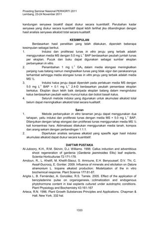 PERBANYAKAN IN VITRO dan INDUKSI AKUMULASI ALKALOID pada TANAMAN JERUJU ...