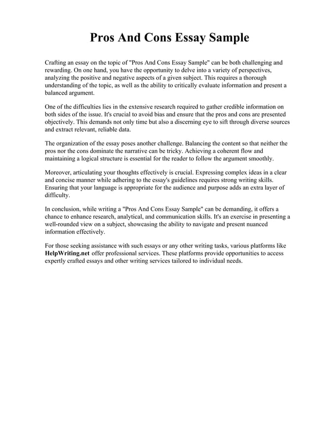 Pros And Cons Essay Sample.pdf