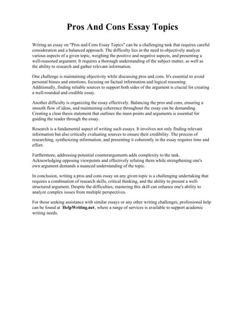 Pros And Cons Essay Topics.pdf | Homework and Study | Education