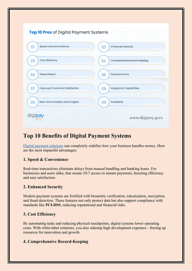 Pros and Cons of a Digital Payment System | PDF