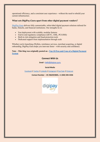 Pros and Cons of a Digital Payment System | PDF