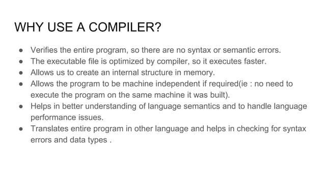 Pros and cons of c as a compiler language | PPT