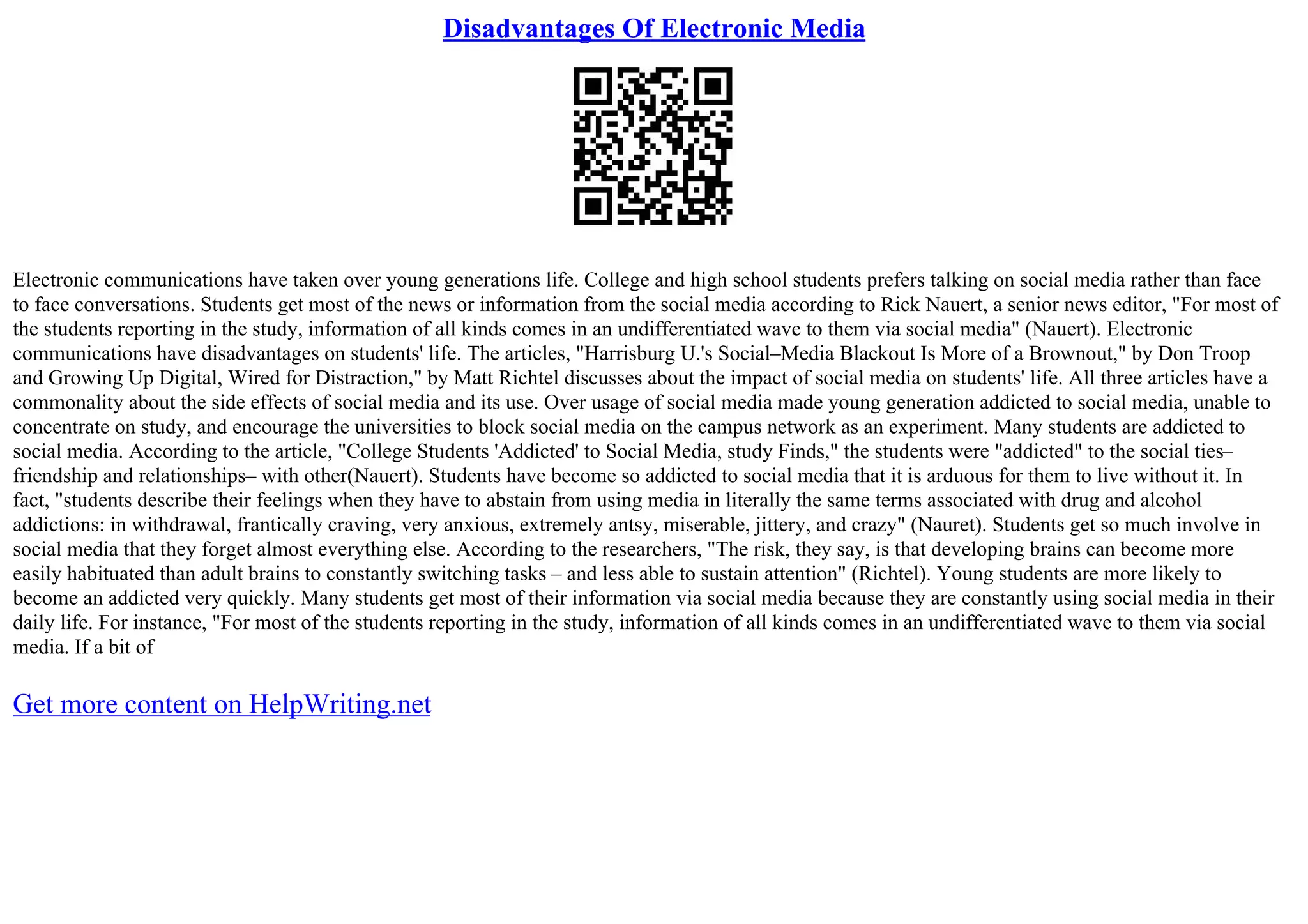 Pros And Cons Of Electronic Communication | PDF