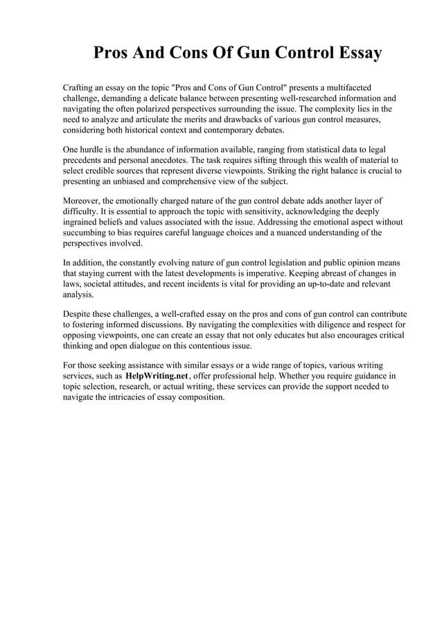 Pros And Cons Of Gun Control Essay | PDF