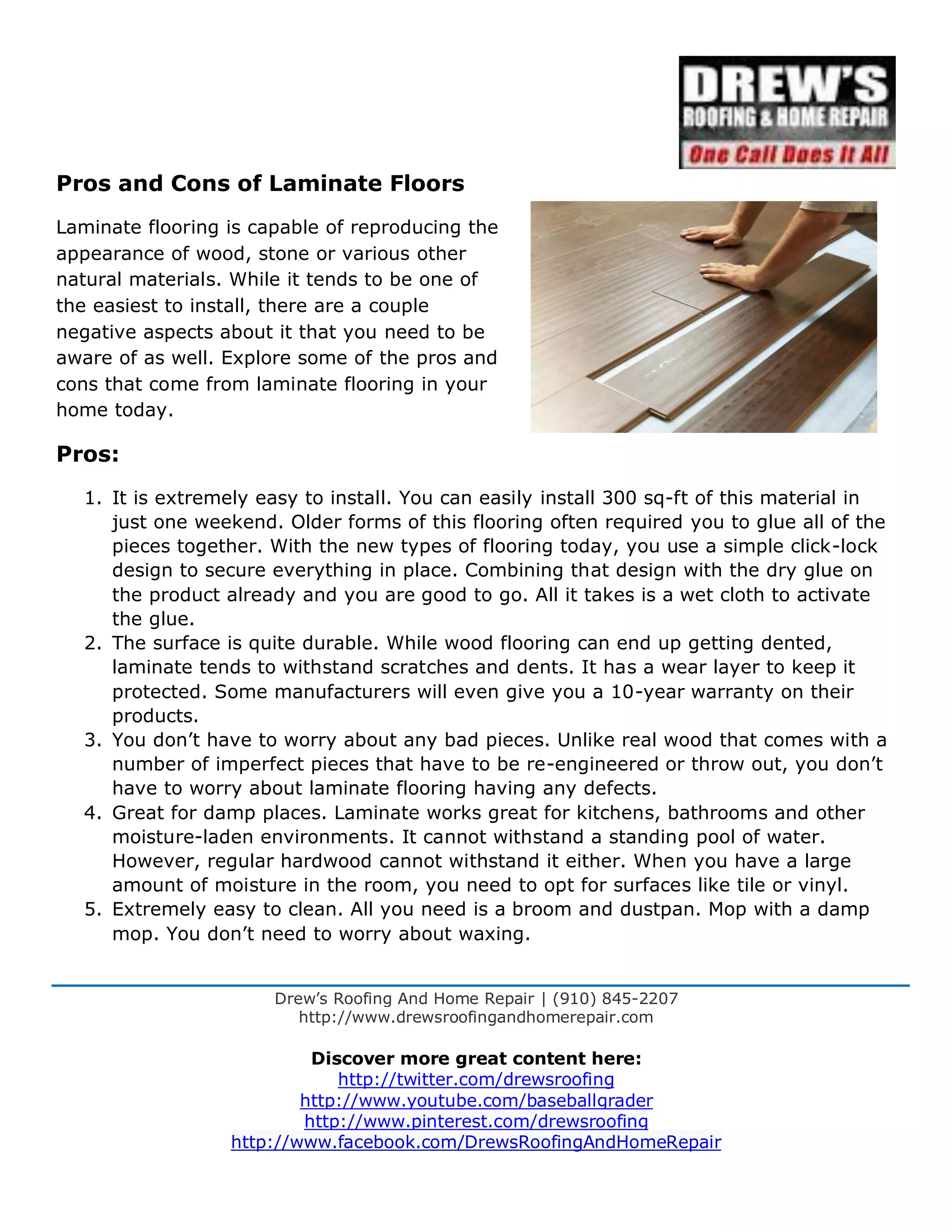 Pros and Cons of Laminate Floors | PDF