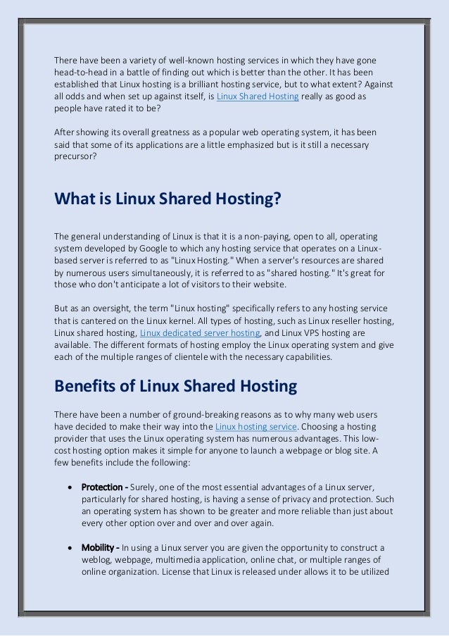 Pros and cons of linux shared hosting