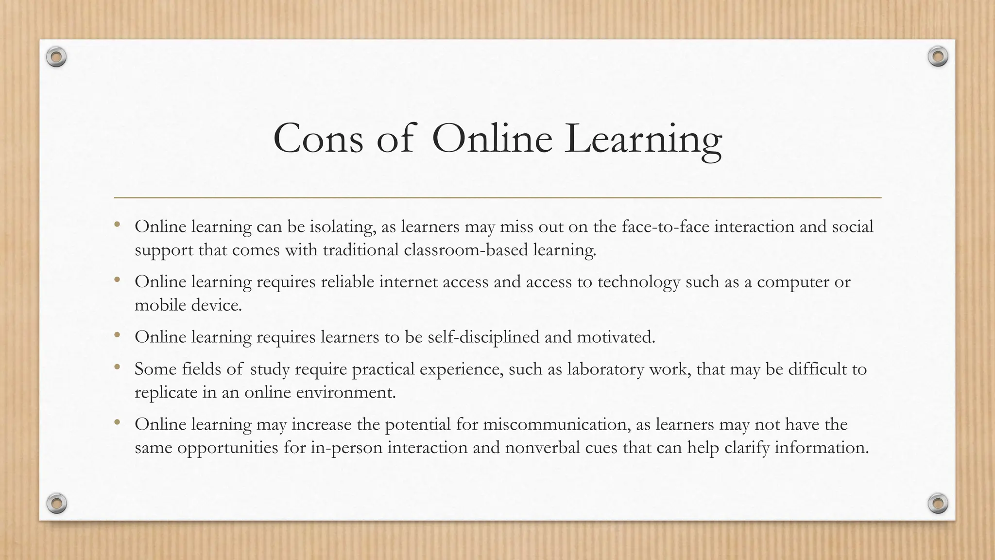 Pros and Cons of Online Learning .pptx