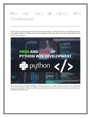 Pros and cons of python web development