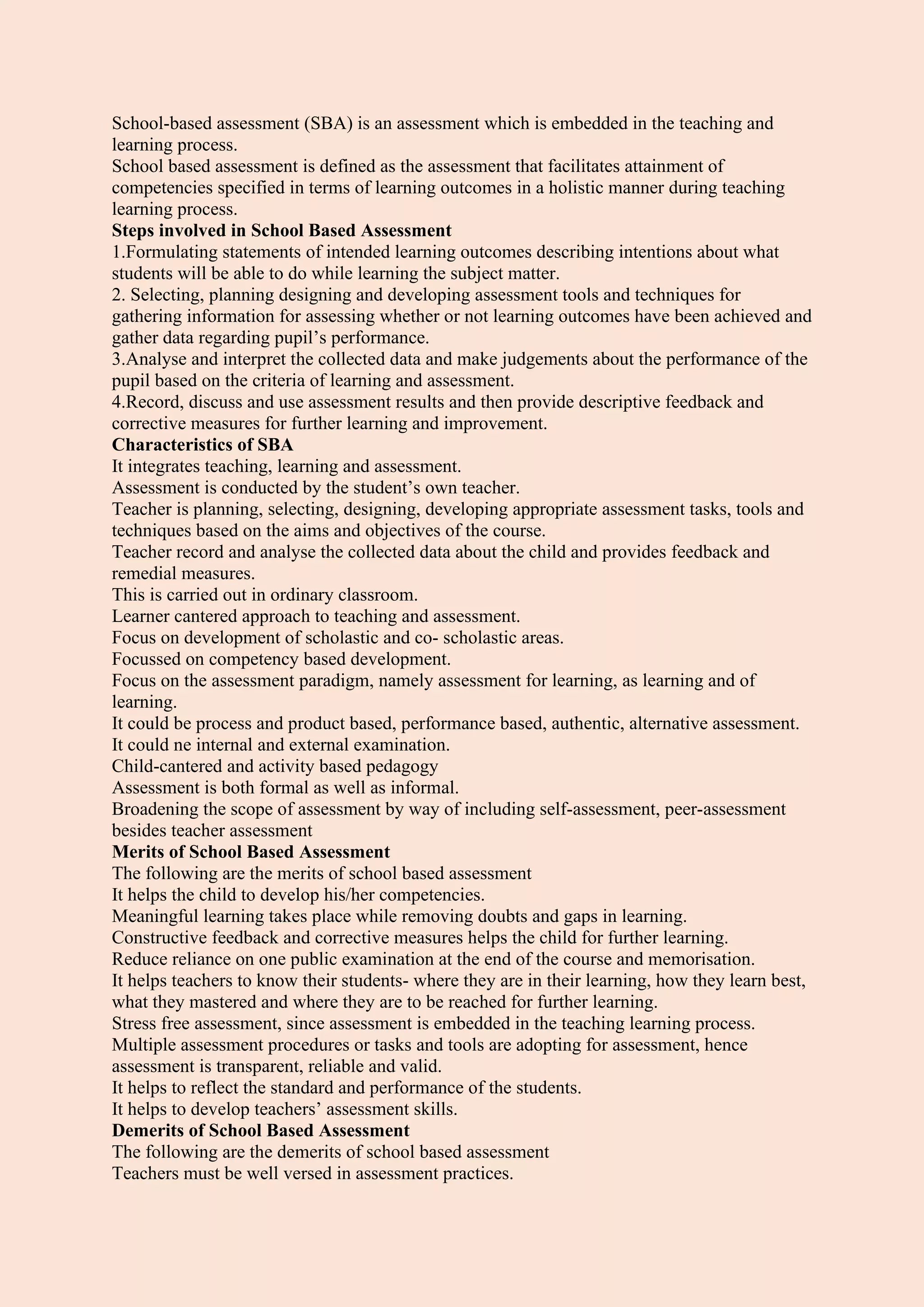 Pros and cons of school based assessment in india by dr. thanuja.k converted | PDF