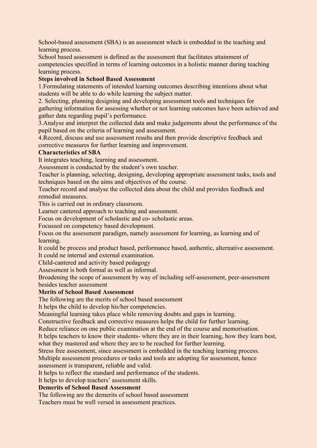 Pros and cons of school based assessment in india by dr. thanuja.k ...