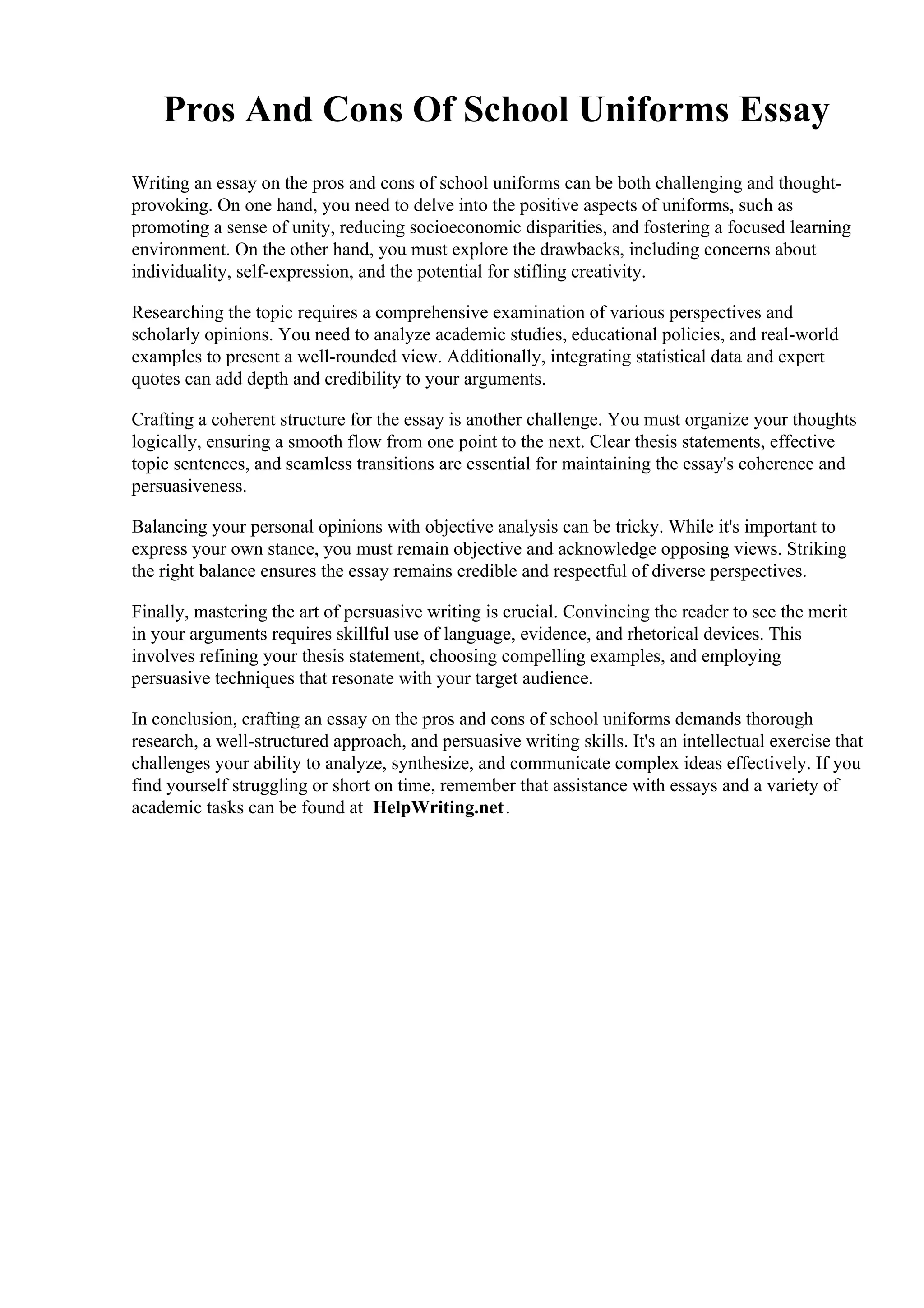 Pros And Cons Of School Uniforms Essay.pdf