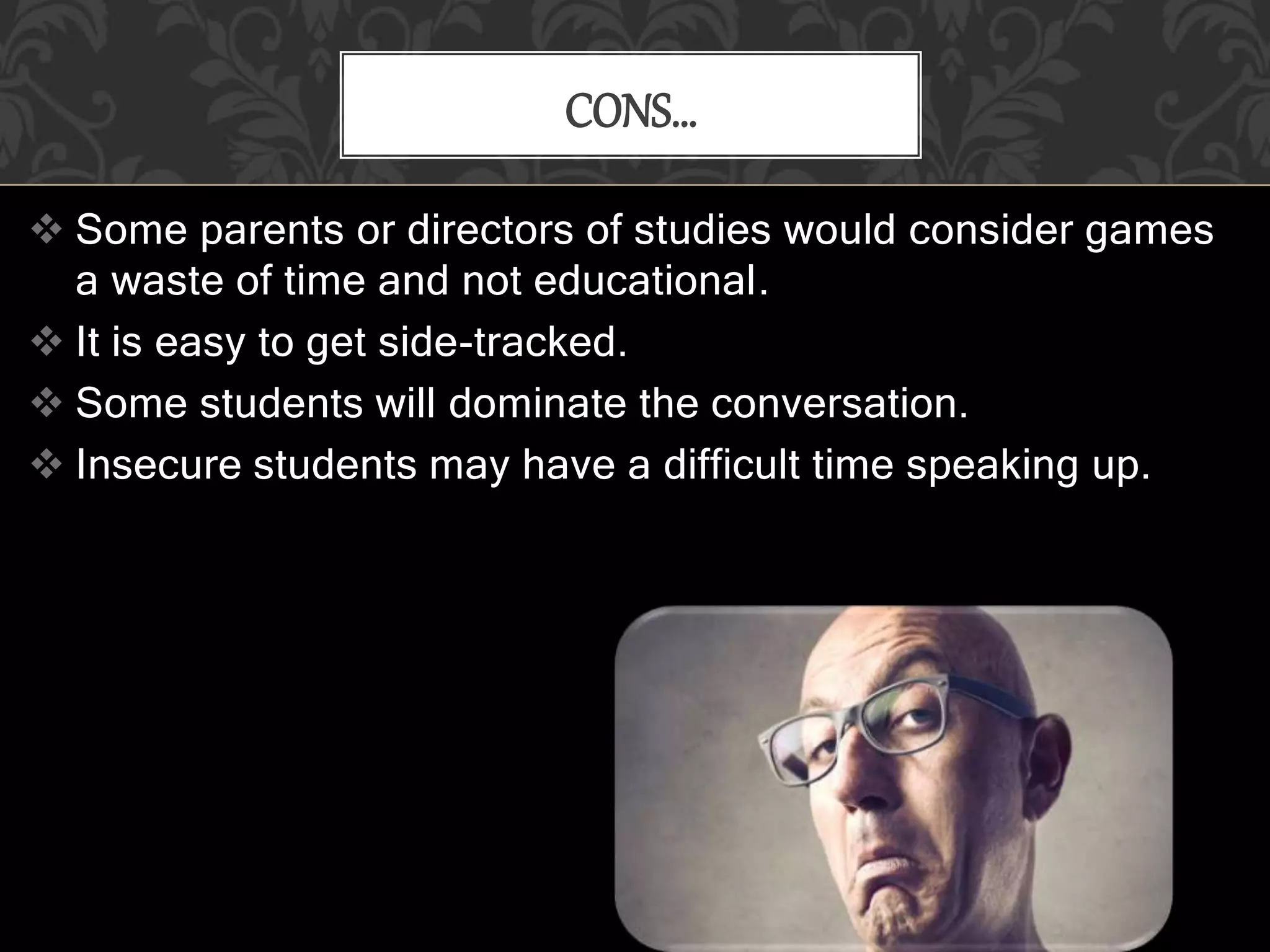 Pros and cons of using speaking activities | PPTX