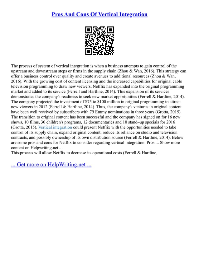 Pros And Cons Of Vertical Integration | PDF