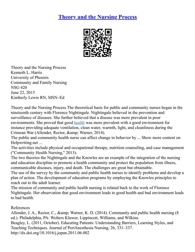 Pros And Methods Of The Nursing Process | PDF