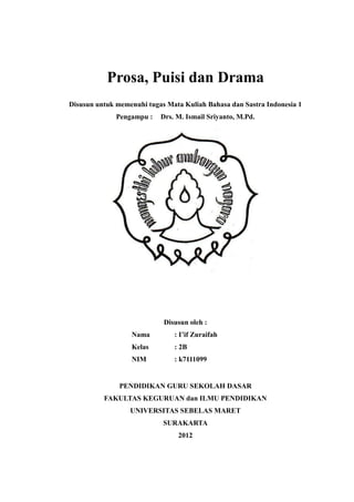 Prosa, Puisi, dan Drama | DOCX
