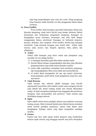 Prosa, Puisi, dan Drama | DOCX