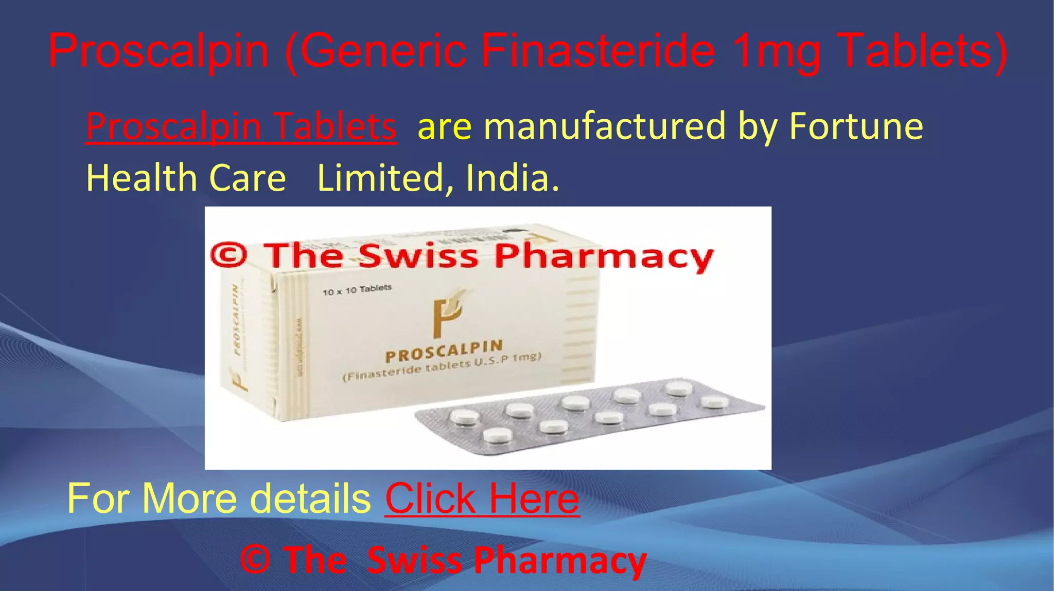 Proscalpin (Generic Finasteride 1mg Tablets) | PDF