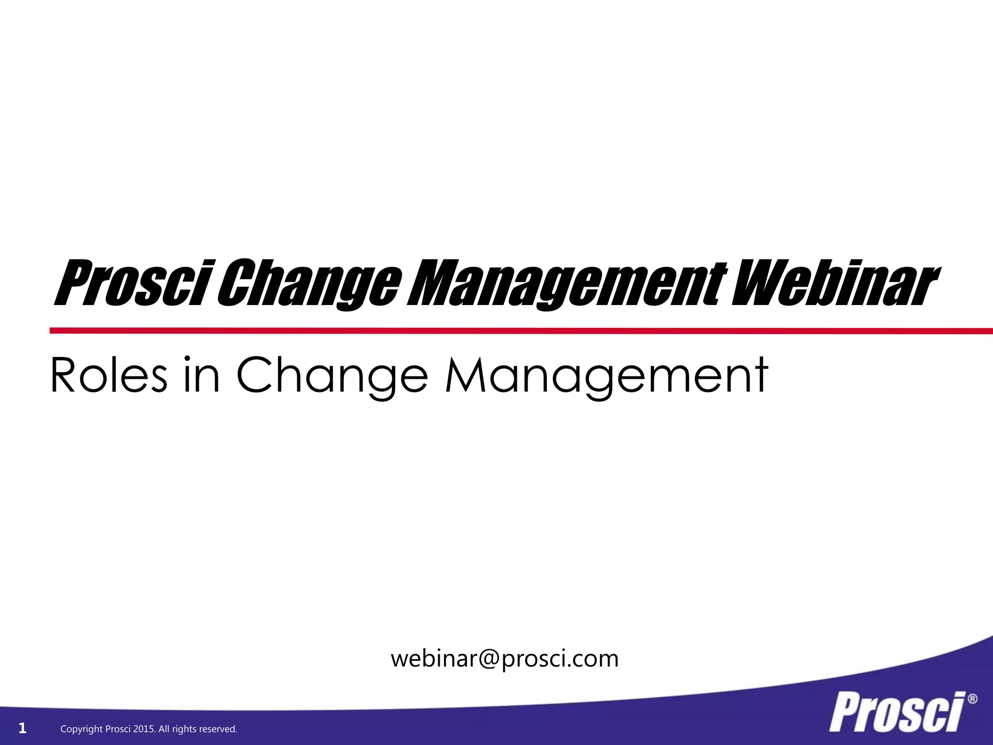 Prosci Roles in Change Management | PDF
