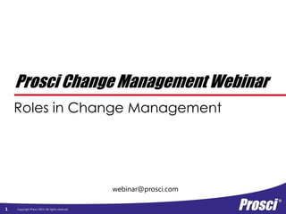 Prosci Roles in Change Management | PDF