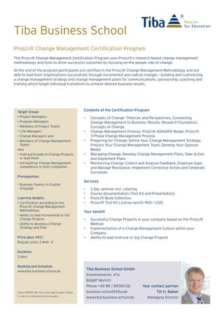 Prosci® Change Management Certification Program - Information Sheet | PDF