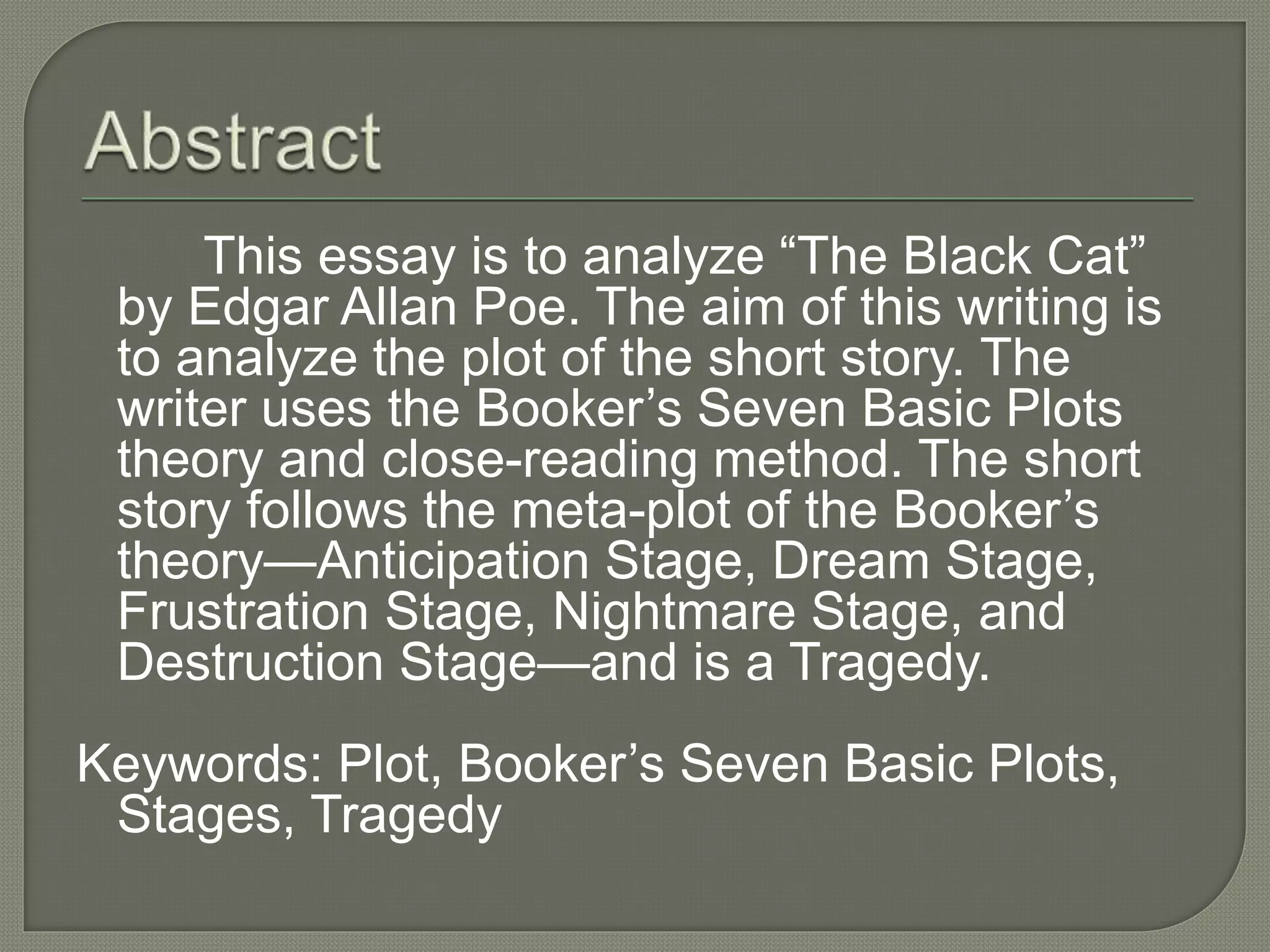 Plot Analysis in "The Black Cat" by Edgar Allan Poe | PPTX