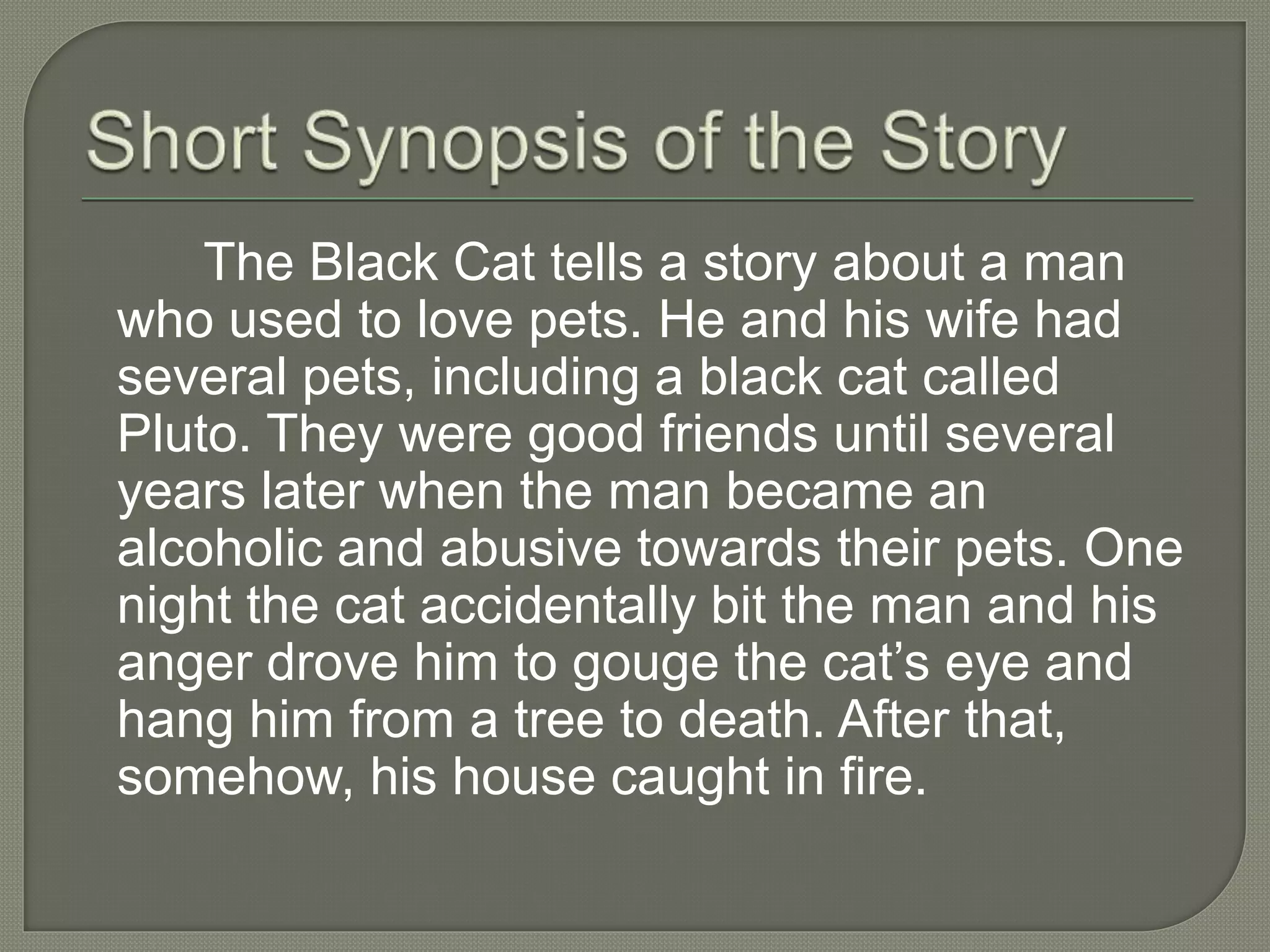 Plot Analysis in "The Black Cat" by Edgar Allan Poe | PPTX
