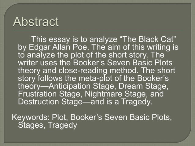 Plot Analysis in "The Black Cat" by Edgar Allan Poe | PPTX | Cats | Pets