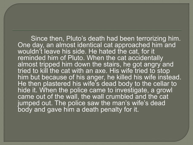 Plot Analysis in "The Black Cat" by Edgar Allan Poe | PPTX | Cats | Pets