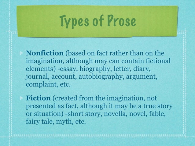 Prose PPT | KEY | Fiction | Books and Literature