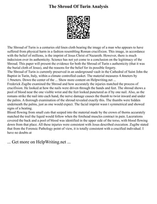 Prose Analysis Example. Literary Analysi | PDF