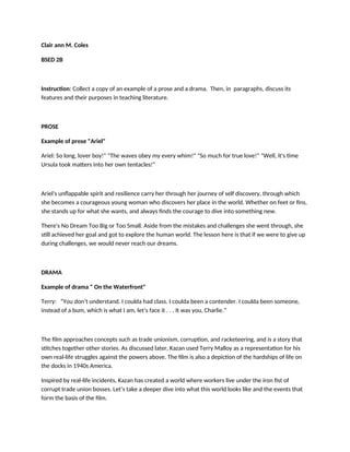 PROSE AND DRAMA document including the example | PDF