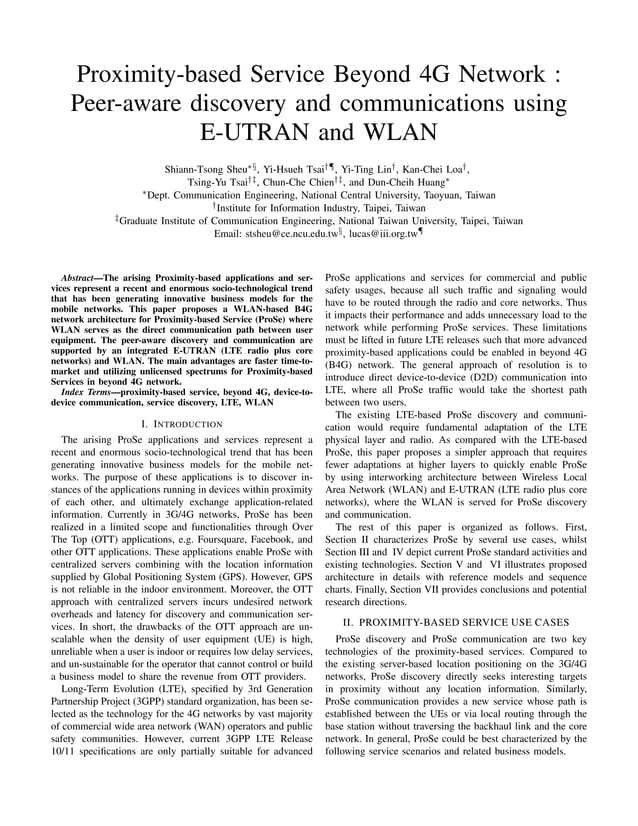 Proximity-based Service Beyond 4G Network: Peer-aware discovery and communications using E-UTRAN ...