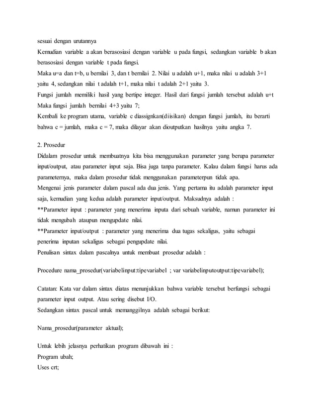 Prosedur dan fungsi | DOCX