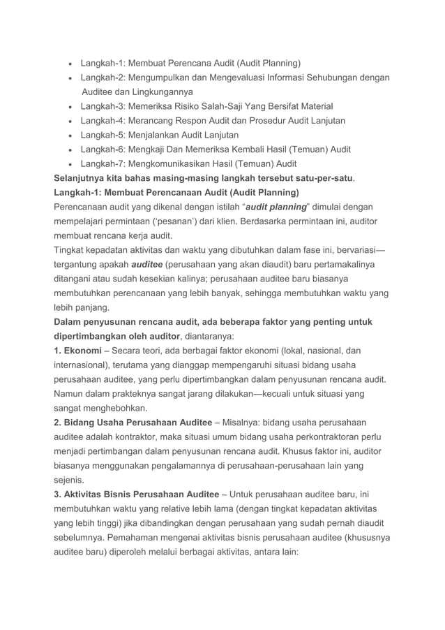 Prosedur dasar Audit Keuangan basic proses | PDF