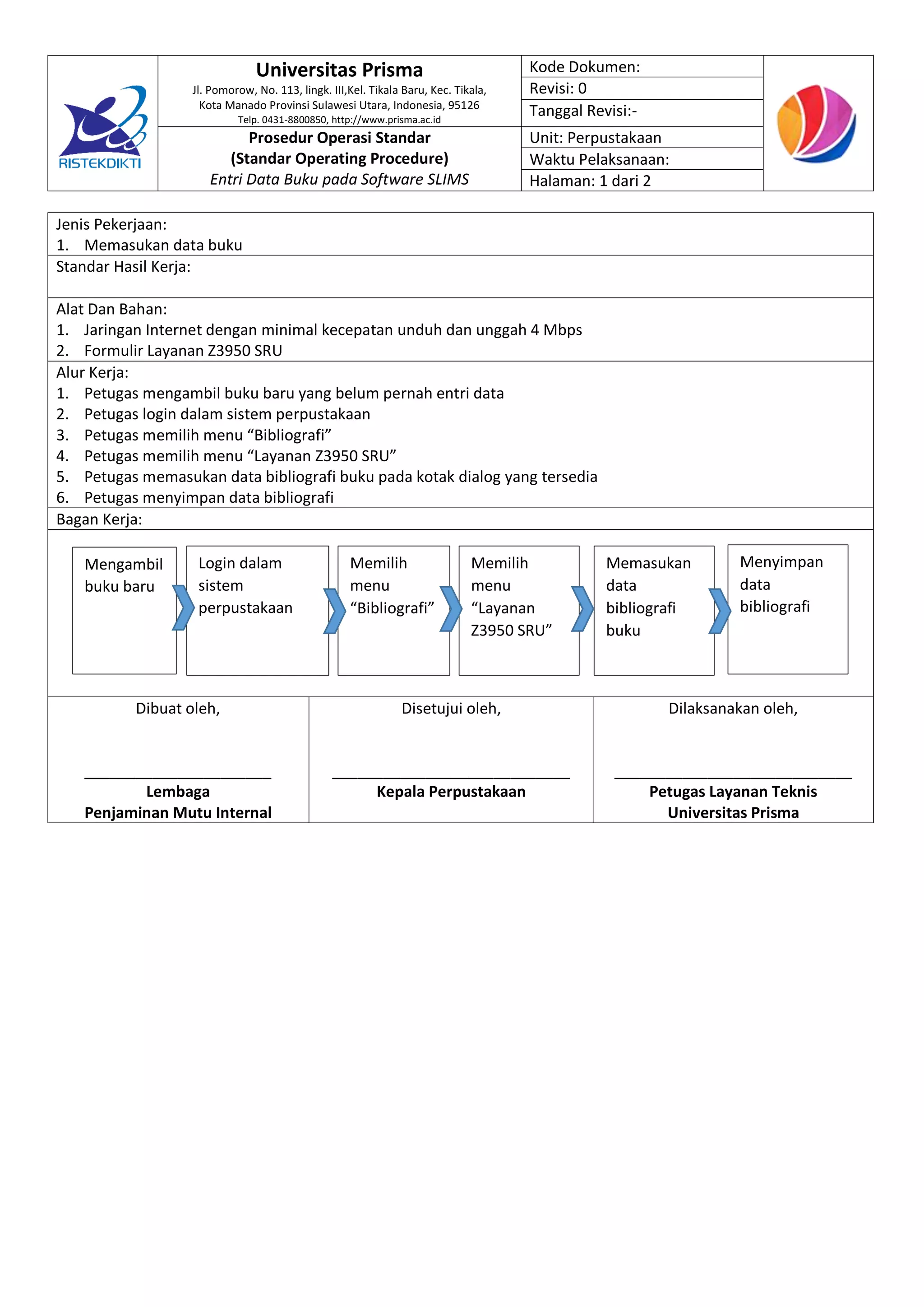 Prosedur entri data buku | PDF