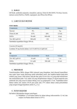Prosedur Isolasi Plasmid Bakteri dengan Kit Ekstraksi Plasmid - PT Indogen Intertama | PDF