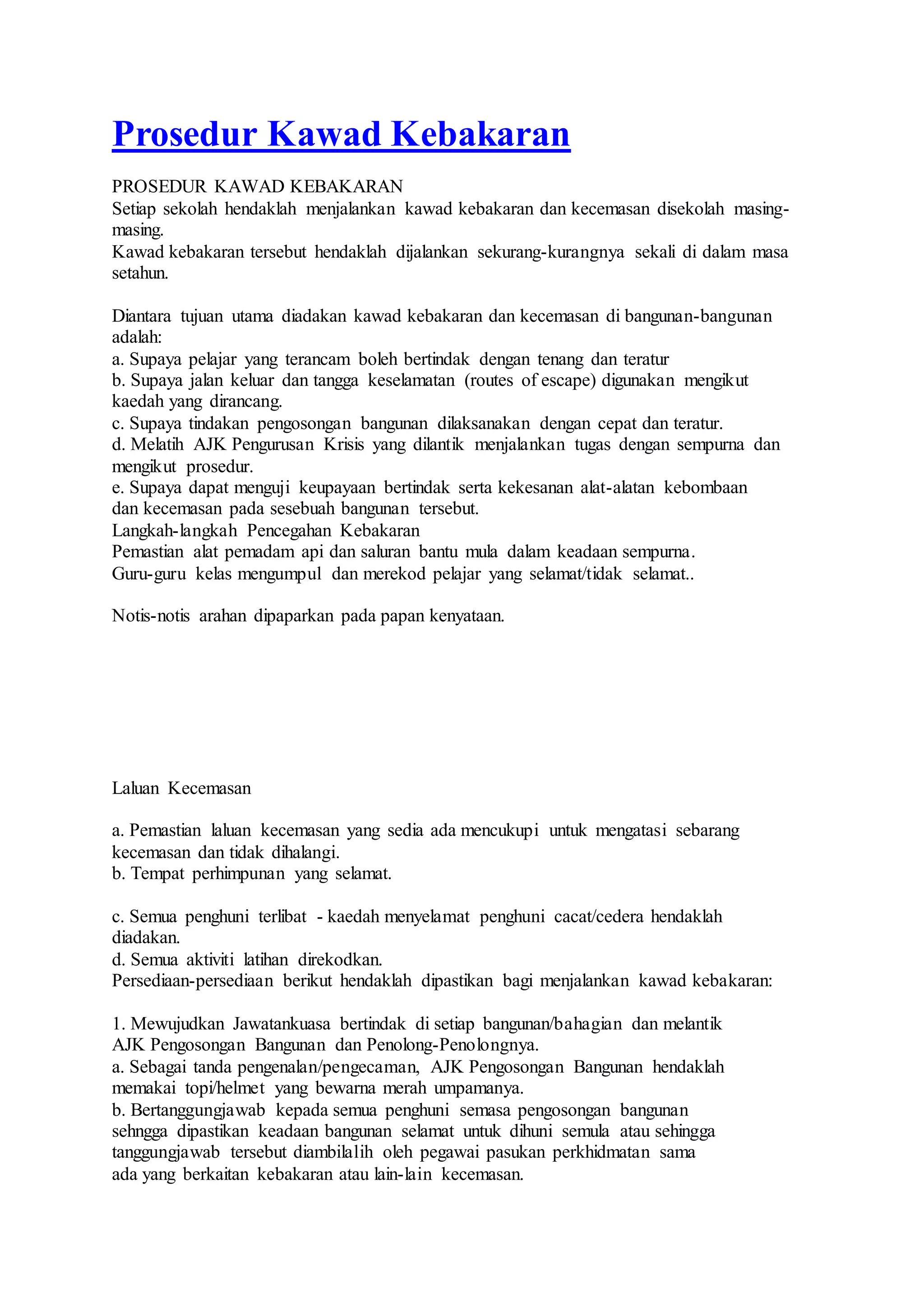 Prosedur kawad kebakaran | DOCX